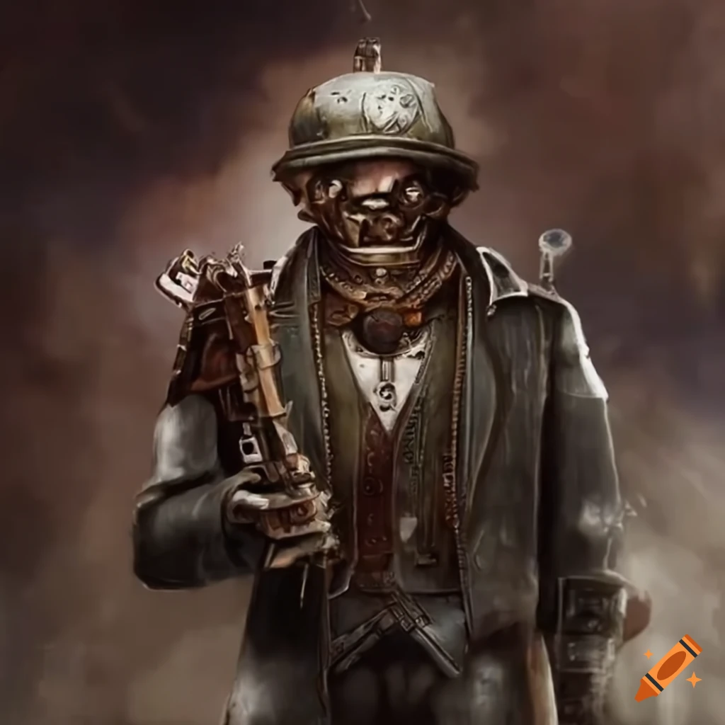Steam punk detective with space marine features on Craiyon