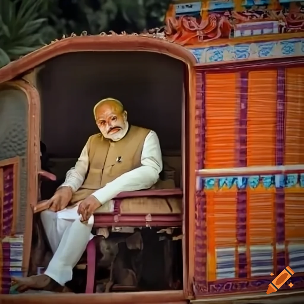 Narendra modi sitting on a truck on Craiyon