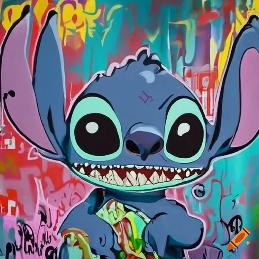 Graffiti art of Stitch character on Craiyon