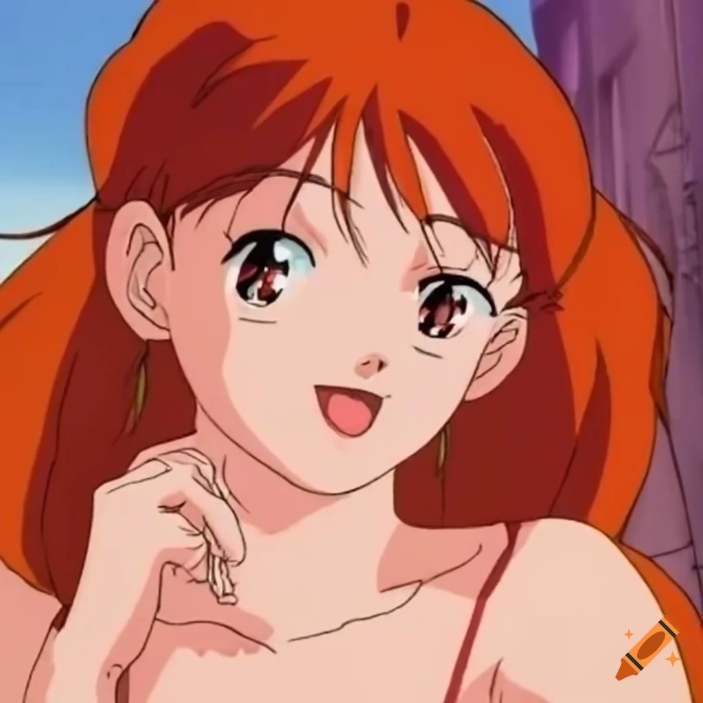 90's chillwave chubby curvy redhead anime on Craiyon