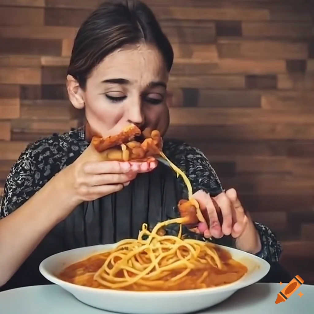 People enjoying spaghetti bolognese on Craiyon