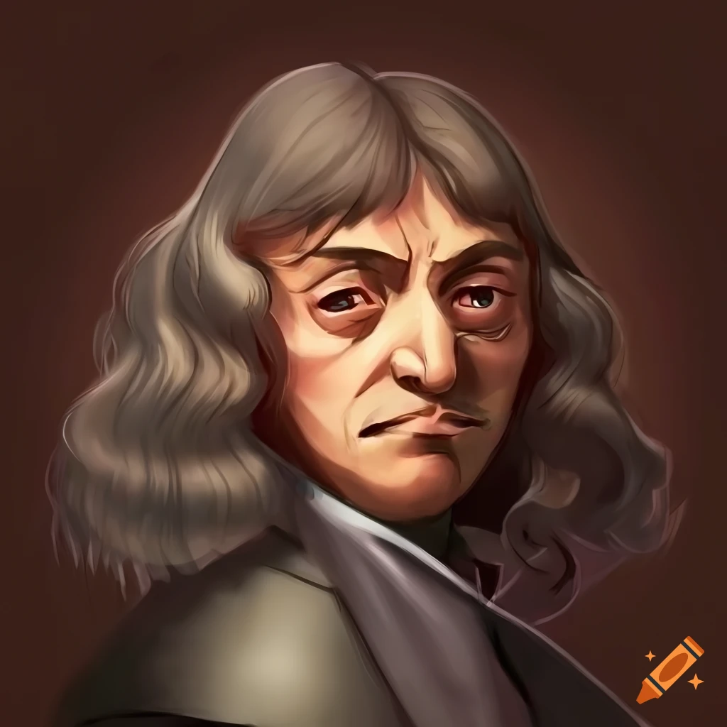 Rene descartes depicted in anime style on Craiyon