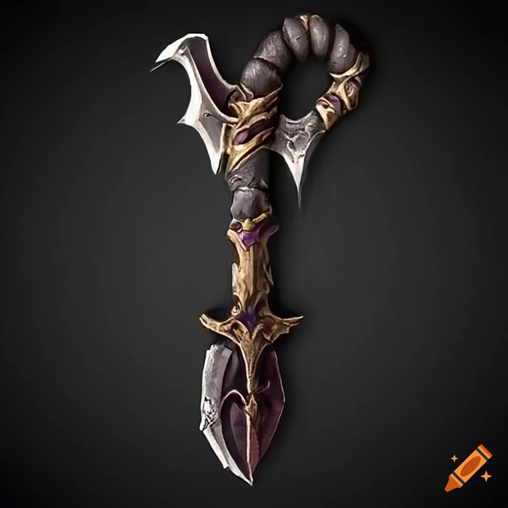 Magical dagger with a twisted hr geiger style face in the blade on Craiyon