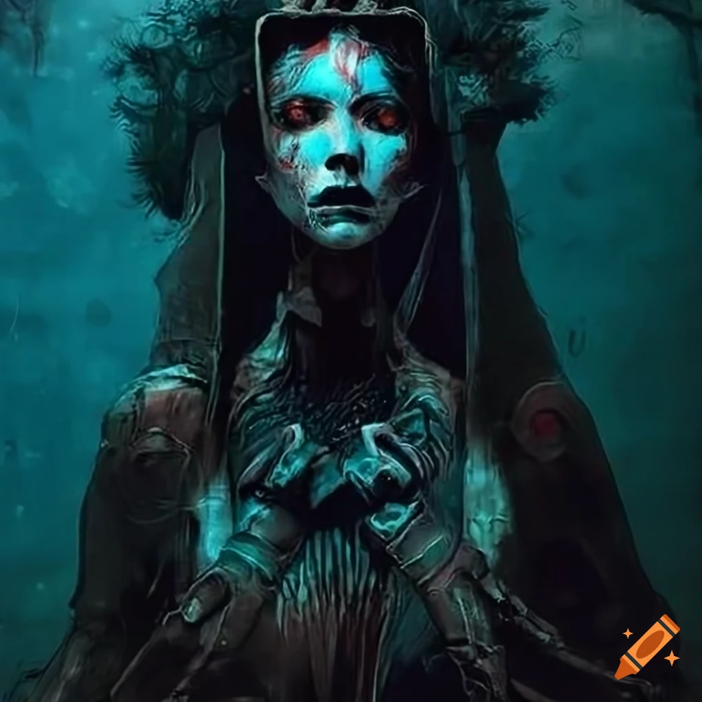 Illustration of a family of black knight vampires in a cyberpunk ...