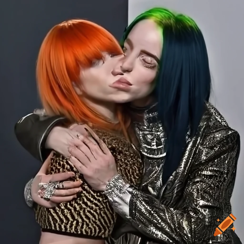 Billie eilish hugging hayley williams on Craiyon