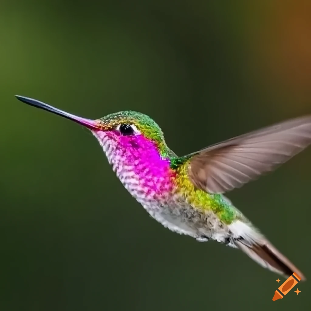 Pink hummingbird captured in professional sunset lighting on Craiyon