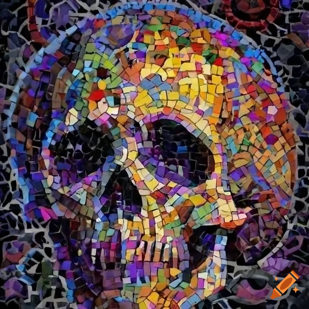 Mosaic art with a skull in beauty and the beast theme on Craiyon