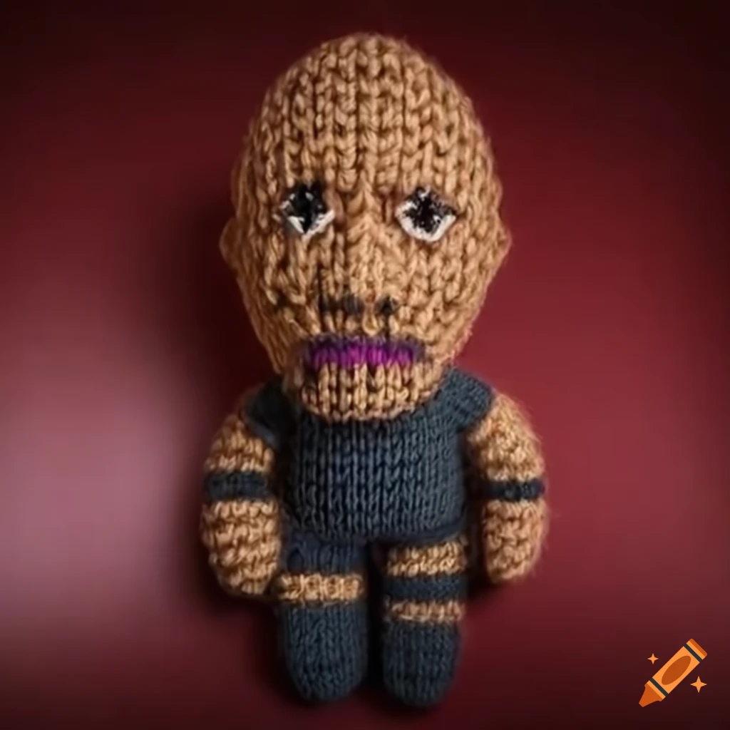 Knitted doll of dwayne johnson on Craiyon
