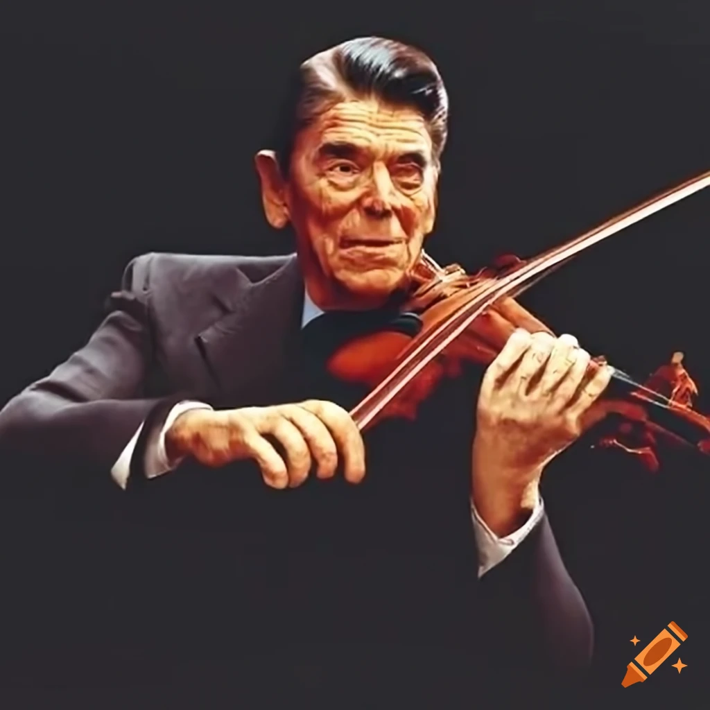 Ronald reagan playing the violin on Craiyon