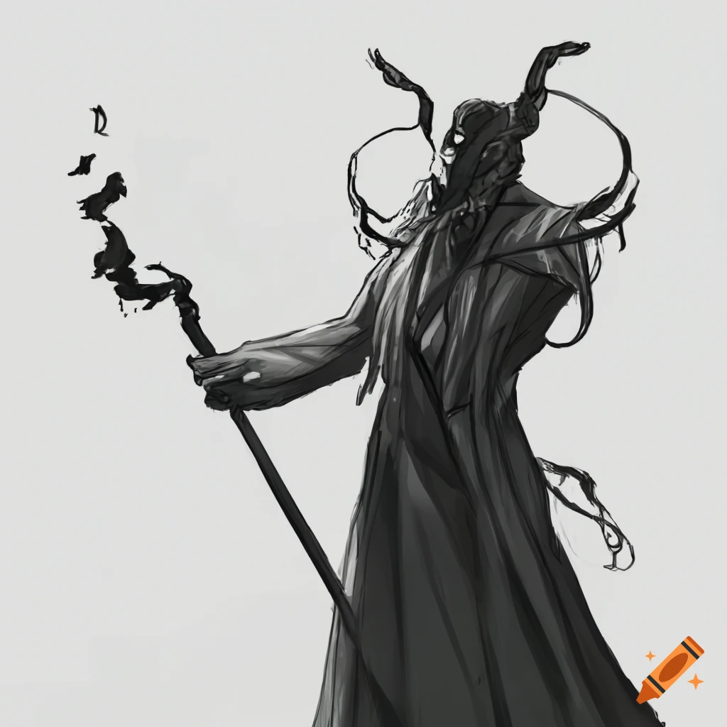 Tech mage wielding staff on Craiyon