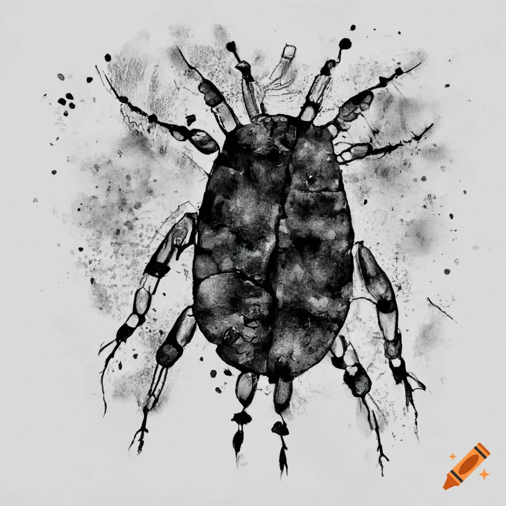 Psoric mite watercolor drawing on white background on Craiyon