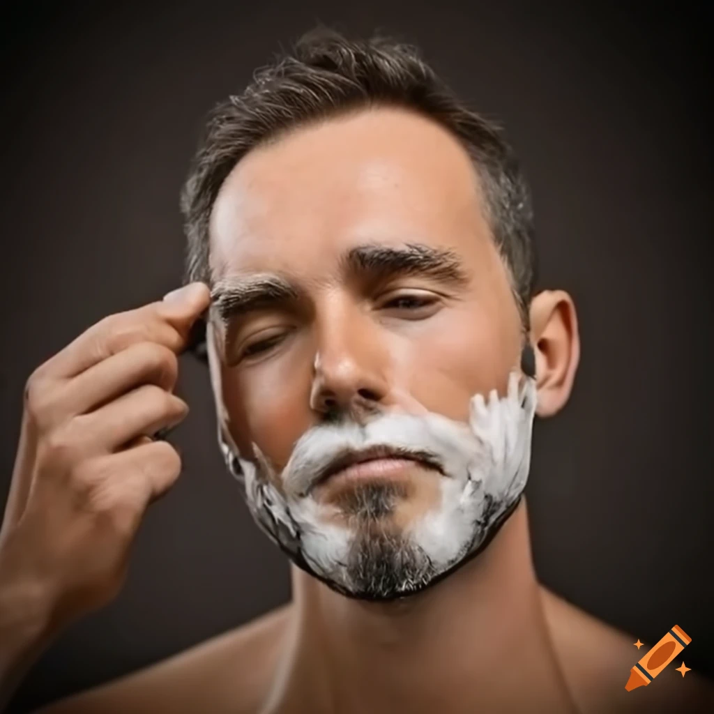 Man shaving with a mühle r89 razor on Craiyon