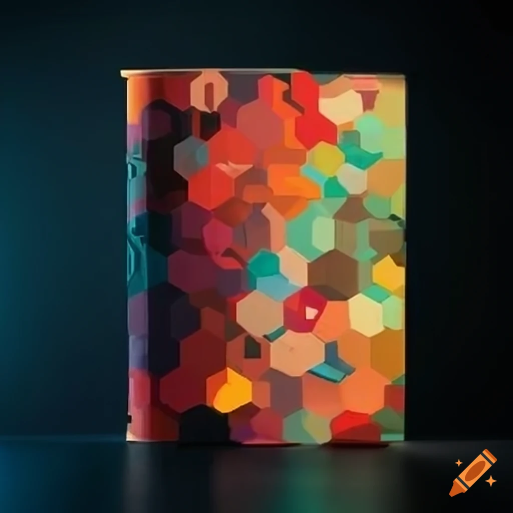 Book cover featuring a hexagon city on Craiyon