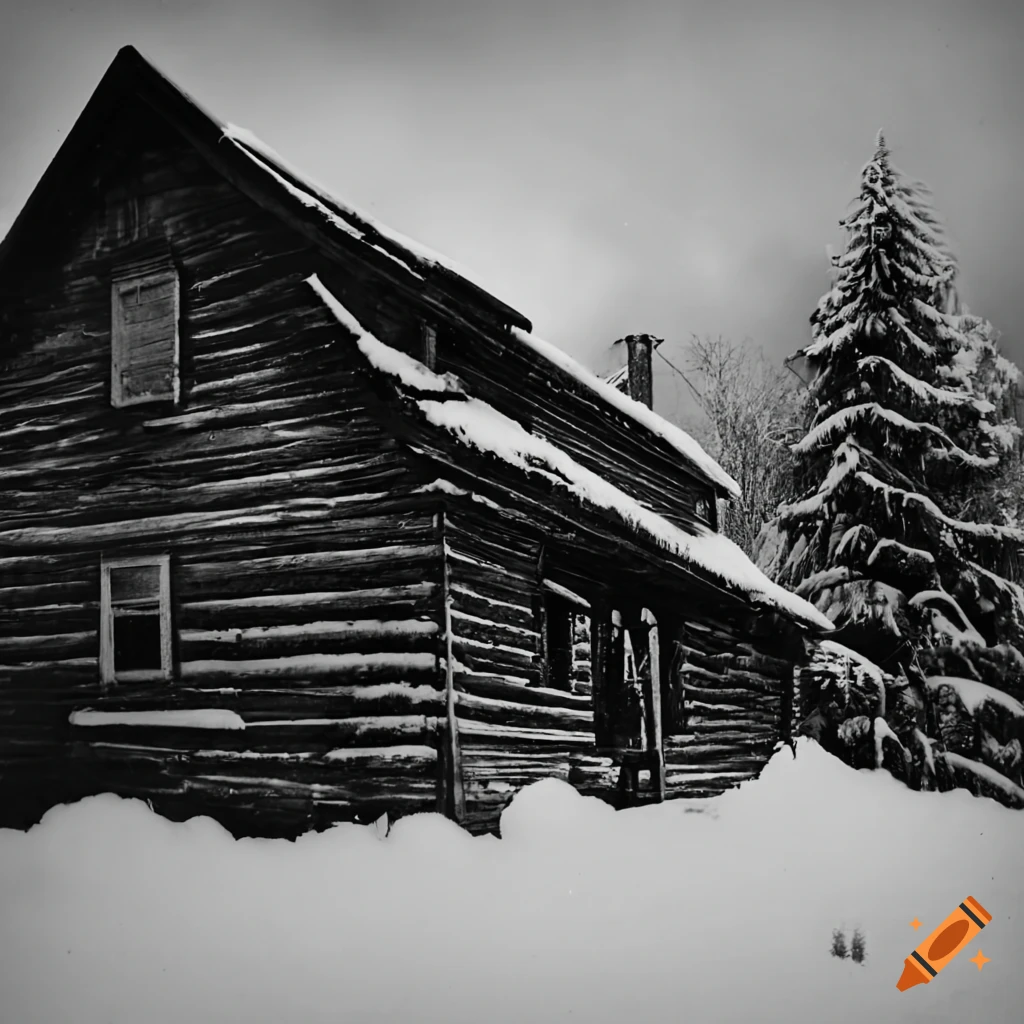 Front view of a wooden Russian inn in a snowy landscape, 1930 on Craiyon