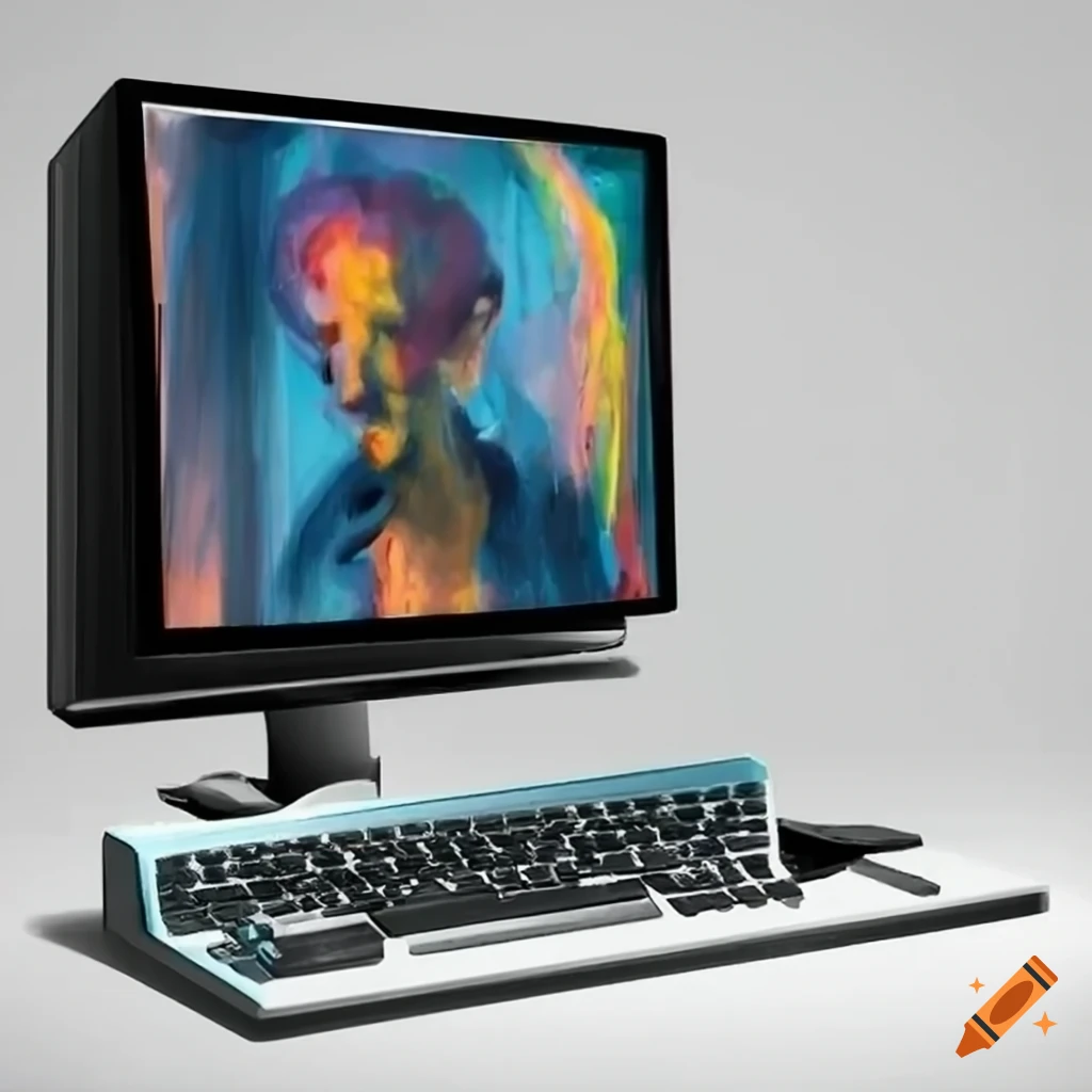 Computer displaying a painting on Craiyon