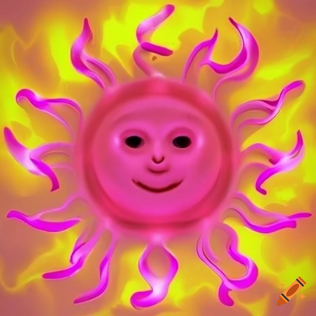 Neon sun in pink and yellow colors on Craiyon