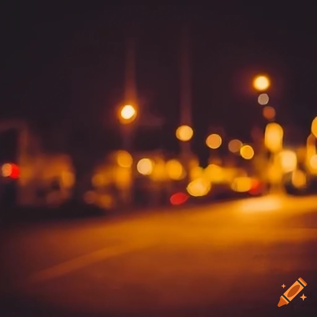 Night drive in a parking lot under orange streetlights at 4am on Craiyon