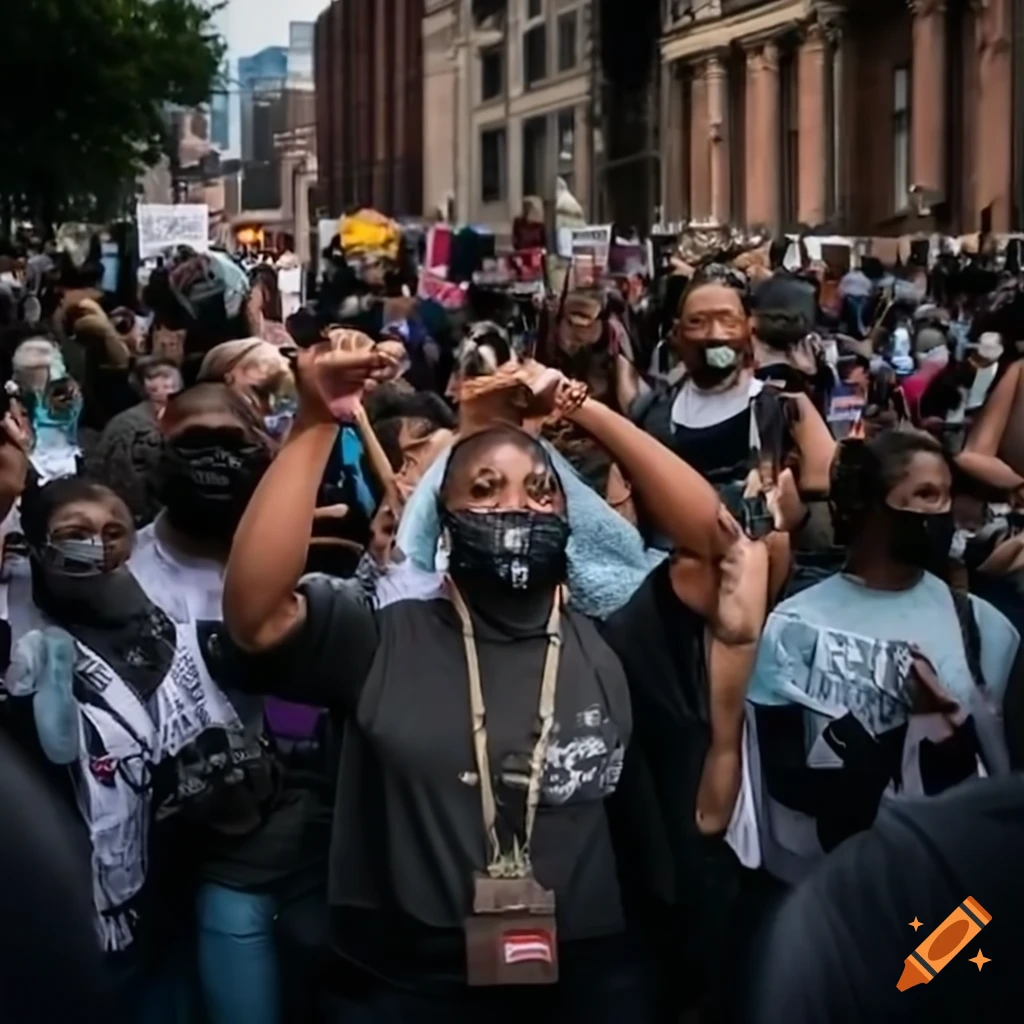 Peaceful protestors standing in solidarity in philadelphia on Craiyon