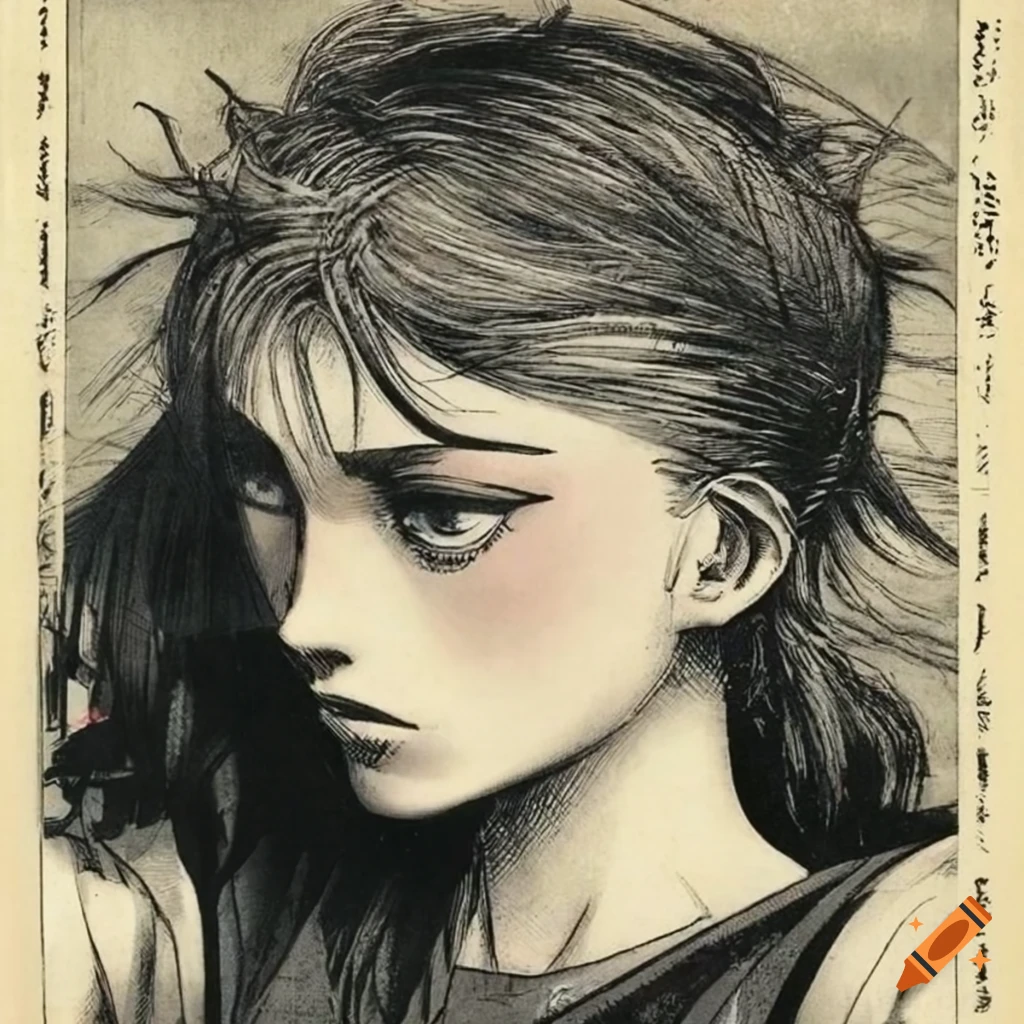 Vintage black and white retro manga illustration on Craiyon