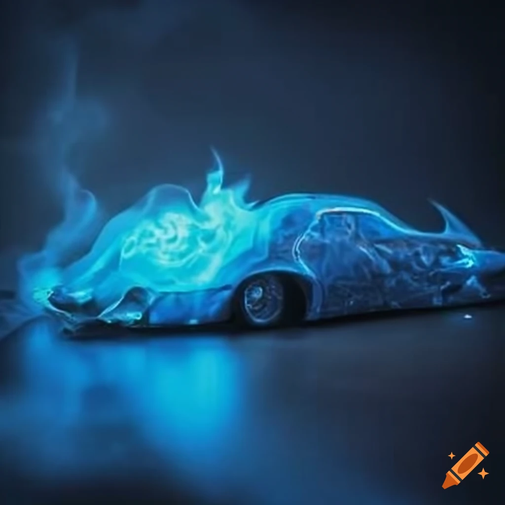 Blue flame car on Craiyon
