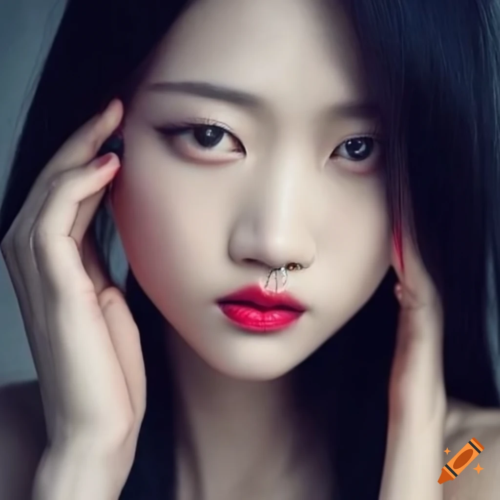 Stunning chinese woman with long black hair and piercing eyes on Craiyon