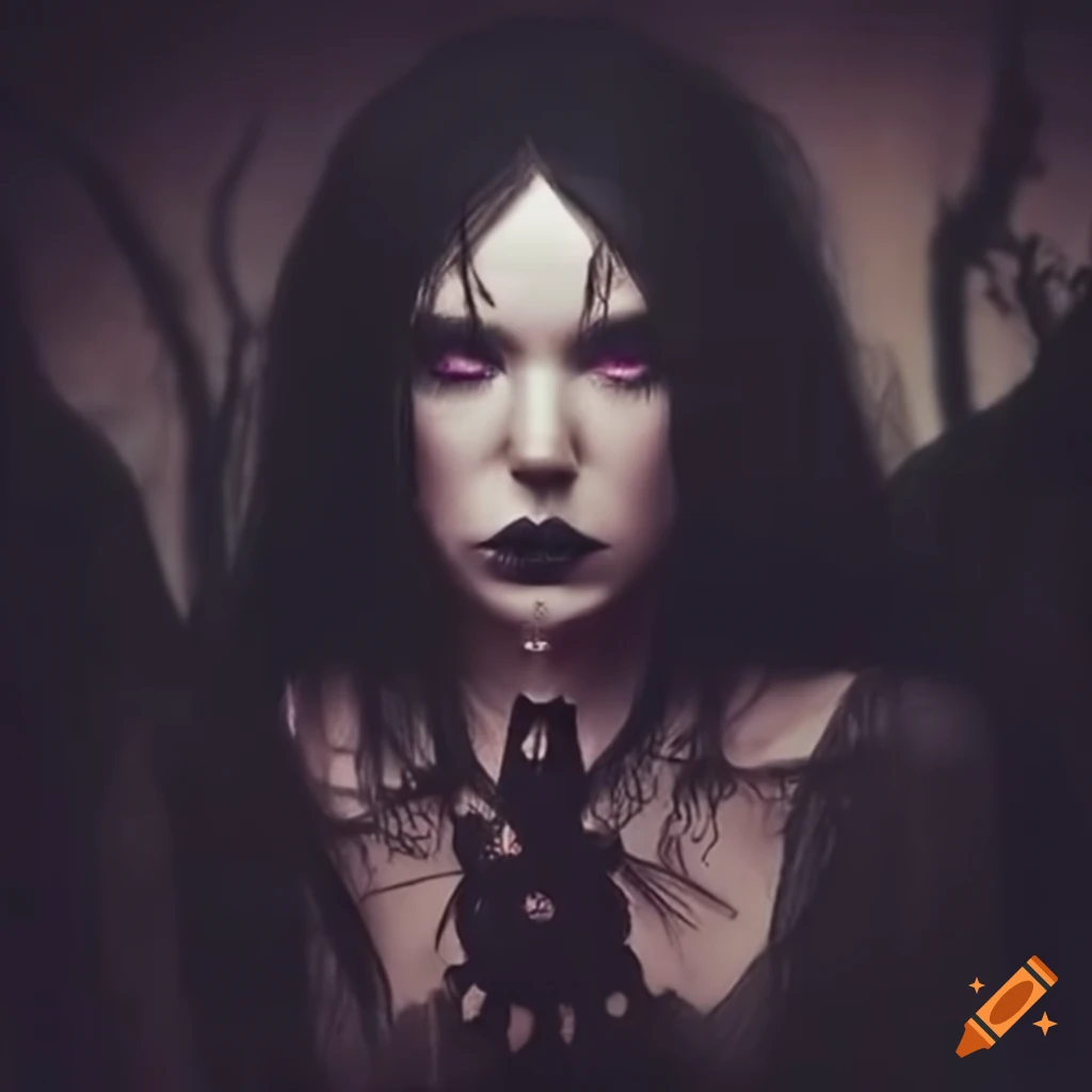 Female black metal rogue performing a forest moonlight ritual on Craiyon