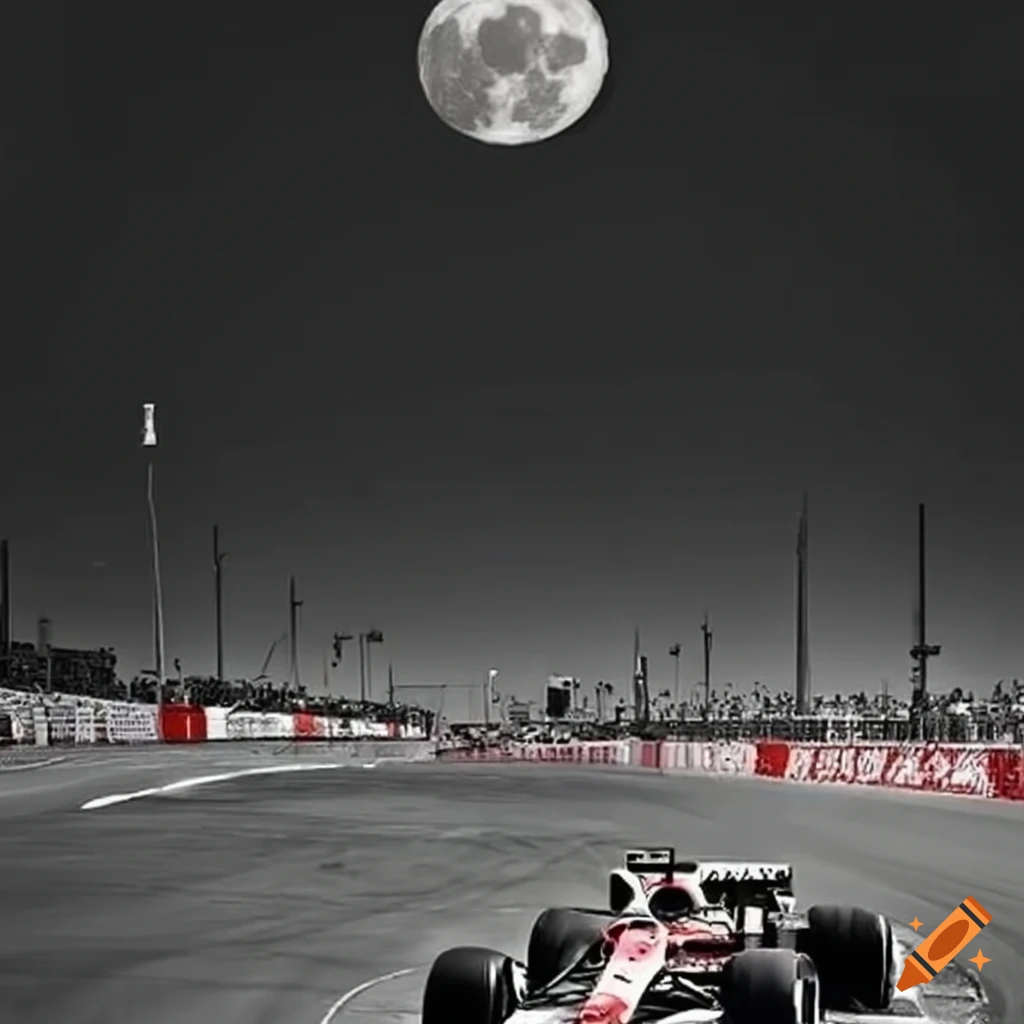 Ferrari f1 racing car on a moon race track on Craiyon