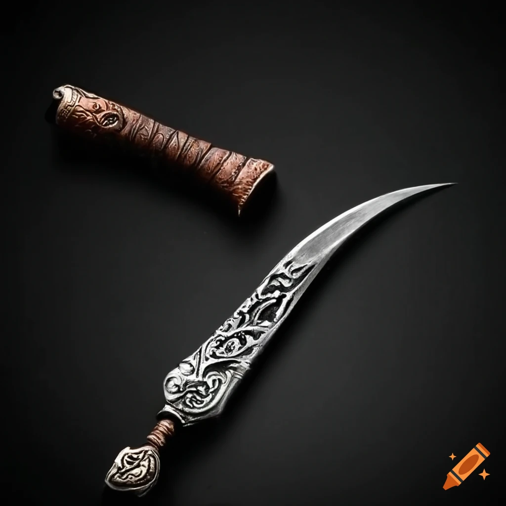 Engraved sword blade in a long shot on Craiyon