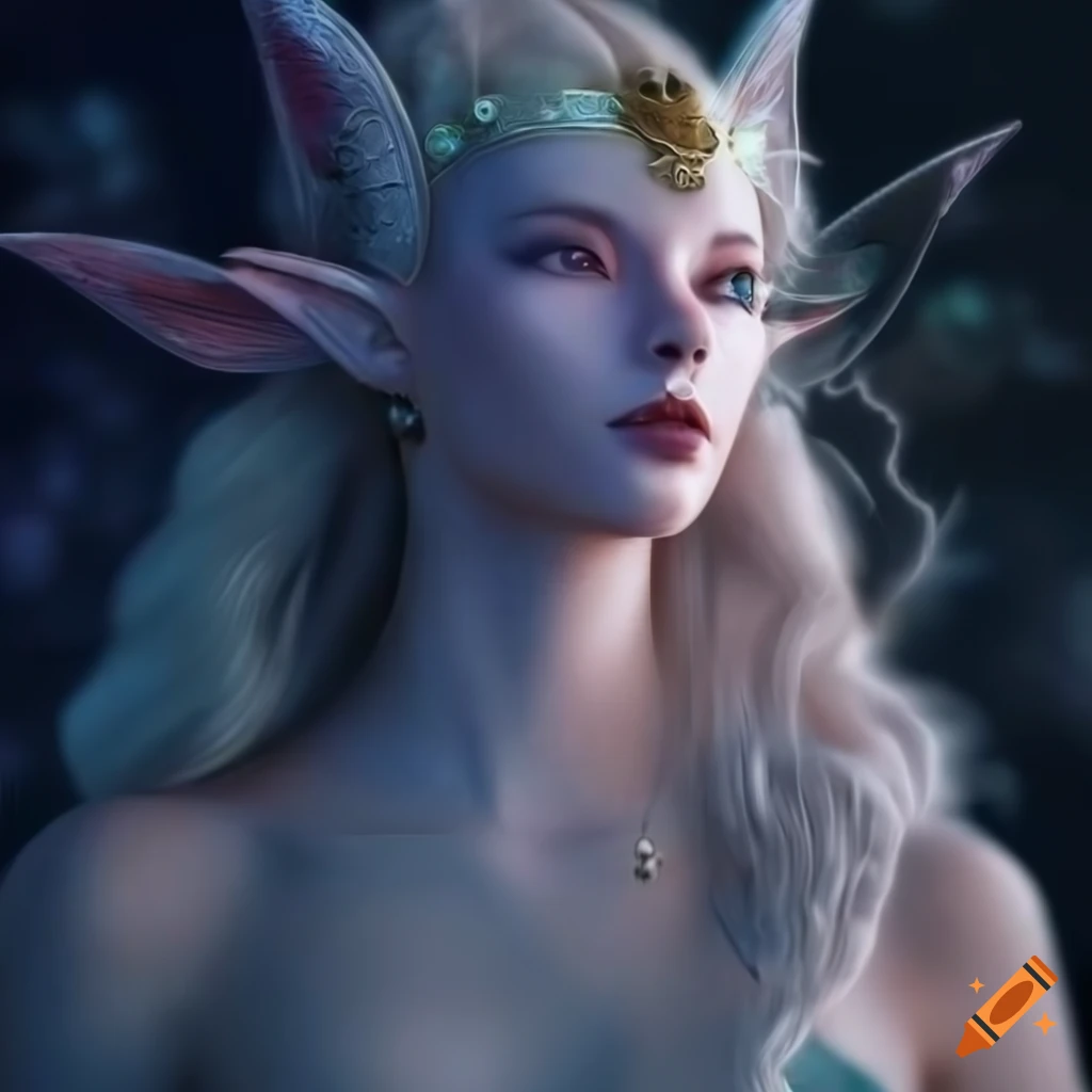 Hyperrealistic octane render of a female elf fairy goddess with fur ...