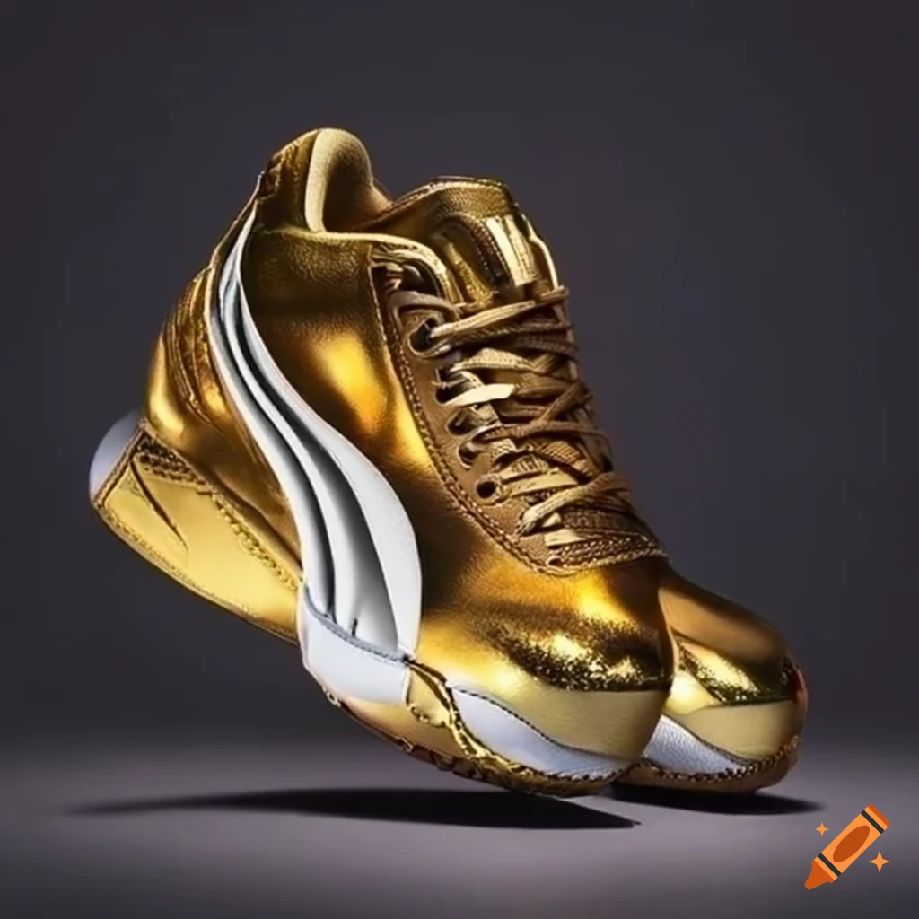 Puma golden high-top sneakers on Craiyon