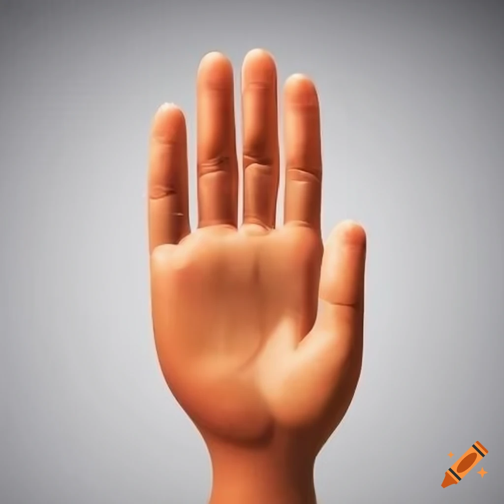 Human hand making a stop gesture on a white background on Craiyon