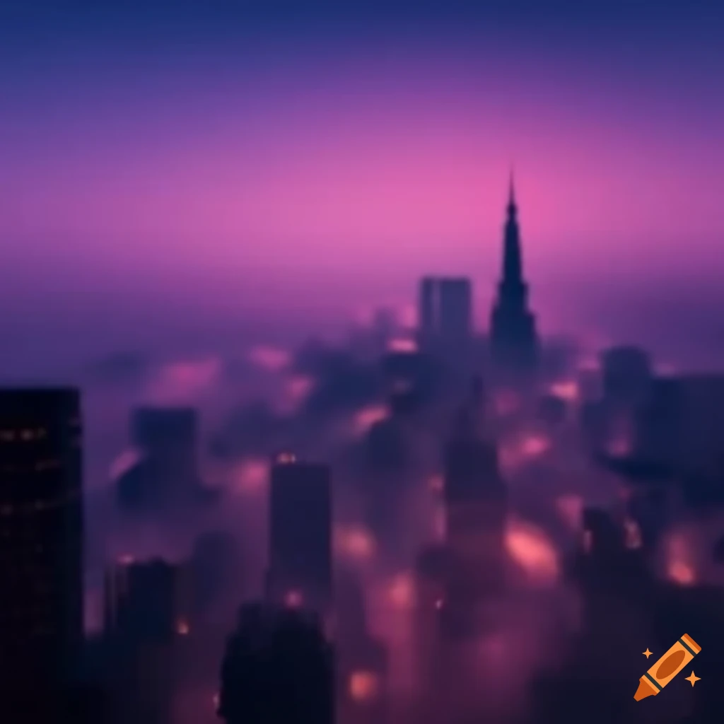 Blade runner skyline with mist and cherry blossoms on Craiyon