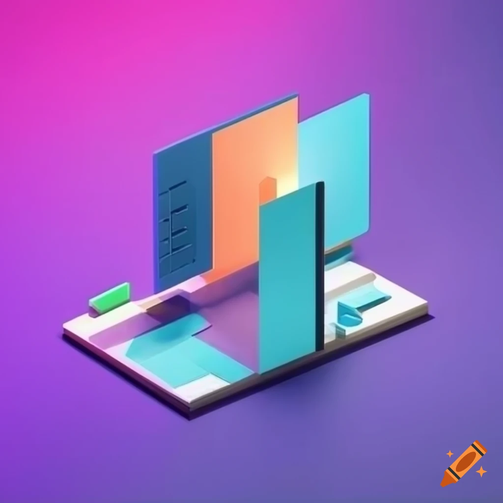 Isometric design of Microsoft Power Platform in modern workspace ...