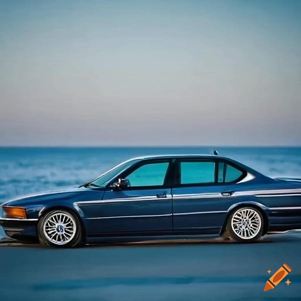 Bmw e38 driving along the sea on Craiyon