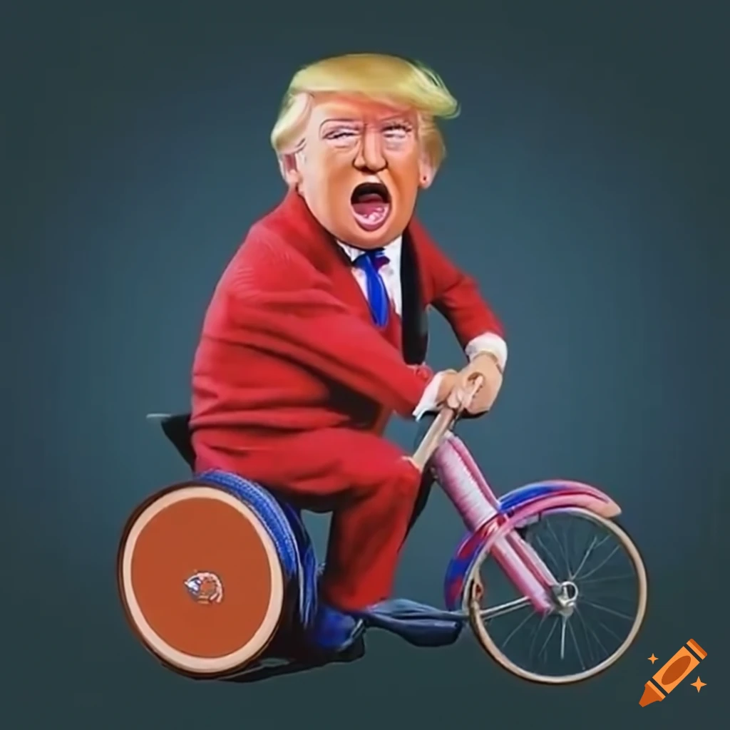 Satirical depiction of donald trump on a tricycle on Craiyon