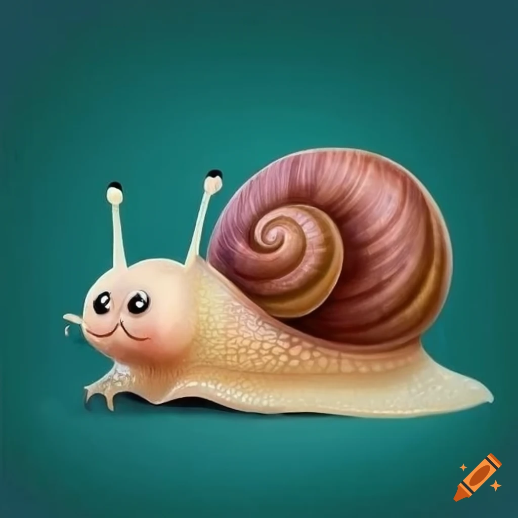 Adorable little snail from the back in childbook art style on Craiyon