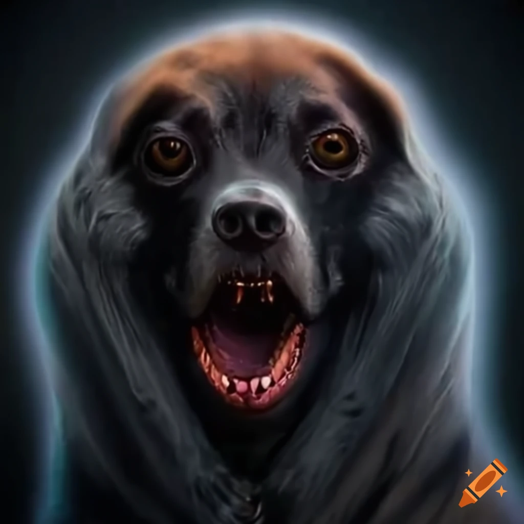 Monstrous galactic dog eating the universe in a furious manner on Craiyon