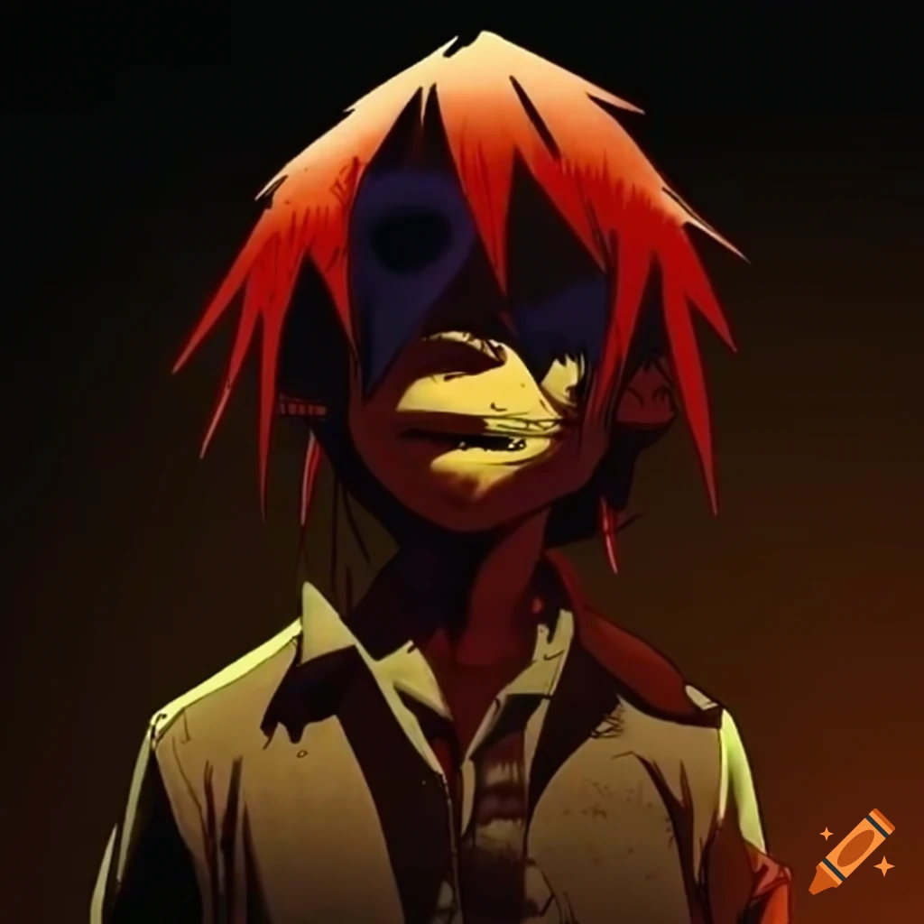 2d from gorillaz in the style of robert valley on Craiyon