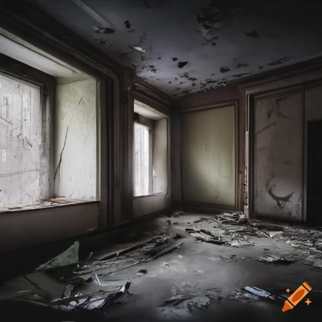 Empty abandoned room in photorealistic style on Craiyon