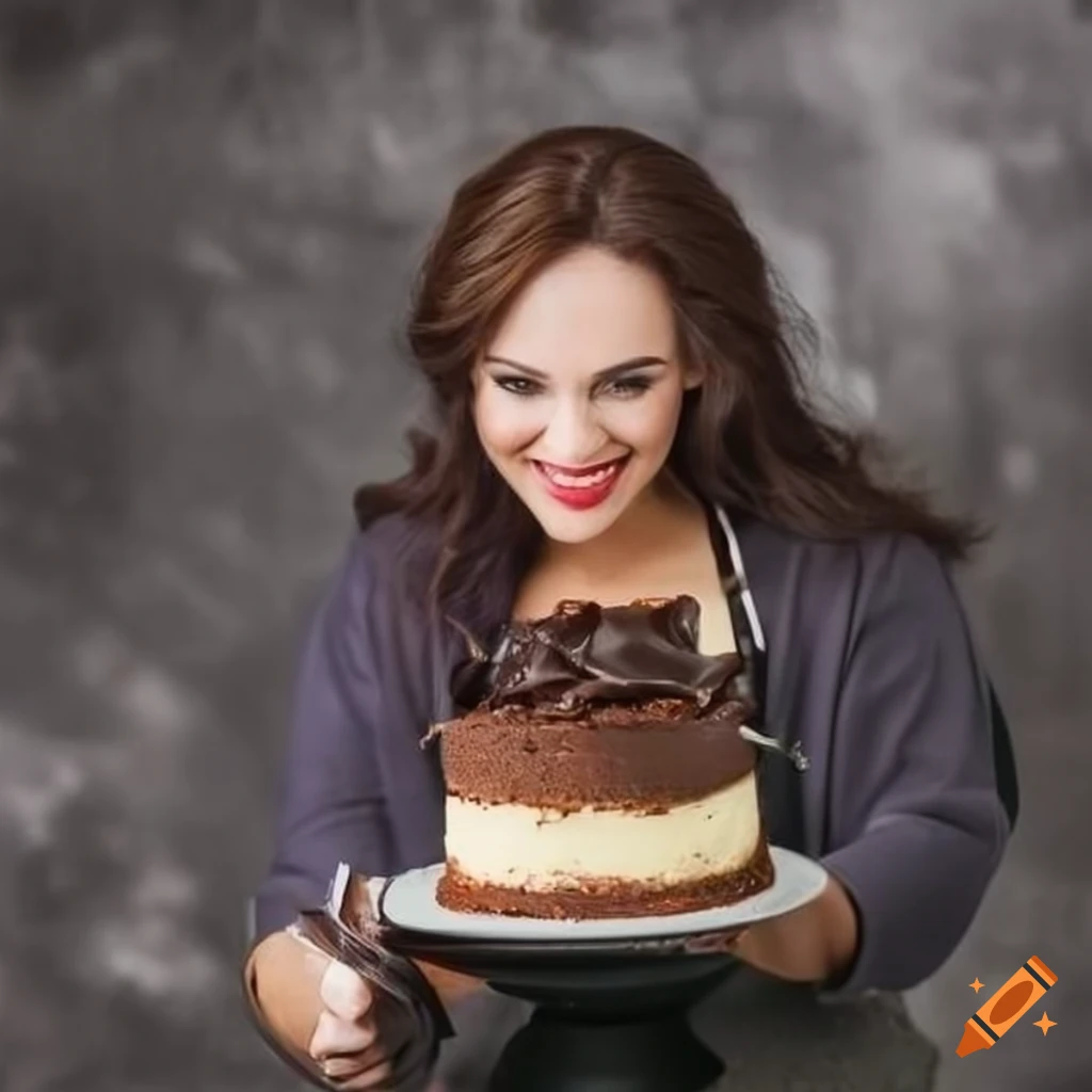 Captivating woman baking a chocolate cake with a romantic and ...