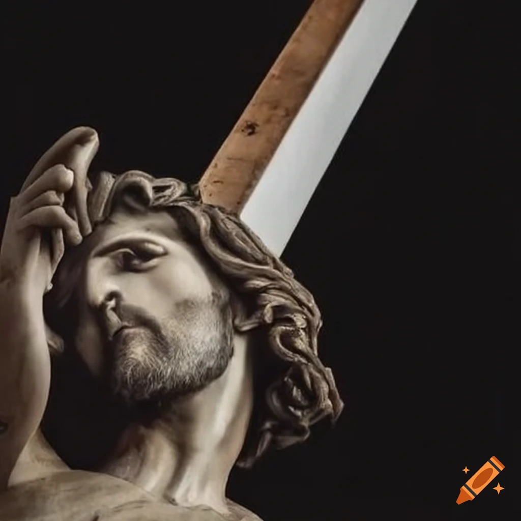 Crucifixion of jesus from a worm's eye view on Craiyon