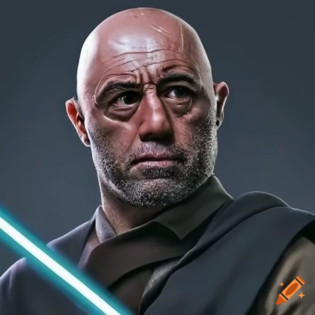 Joe Rogan in Jedi knight attire in the world of Star Wars on Craiyon