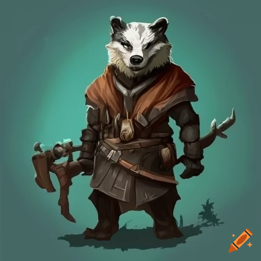 Badger army character for root rpg on Craiyon