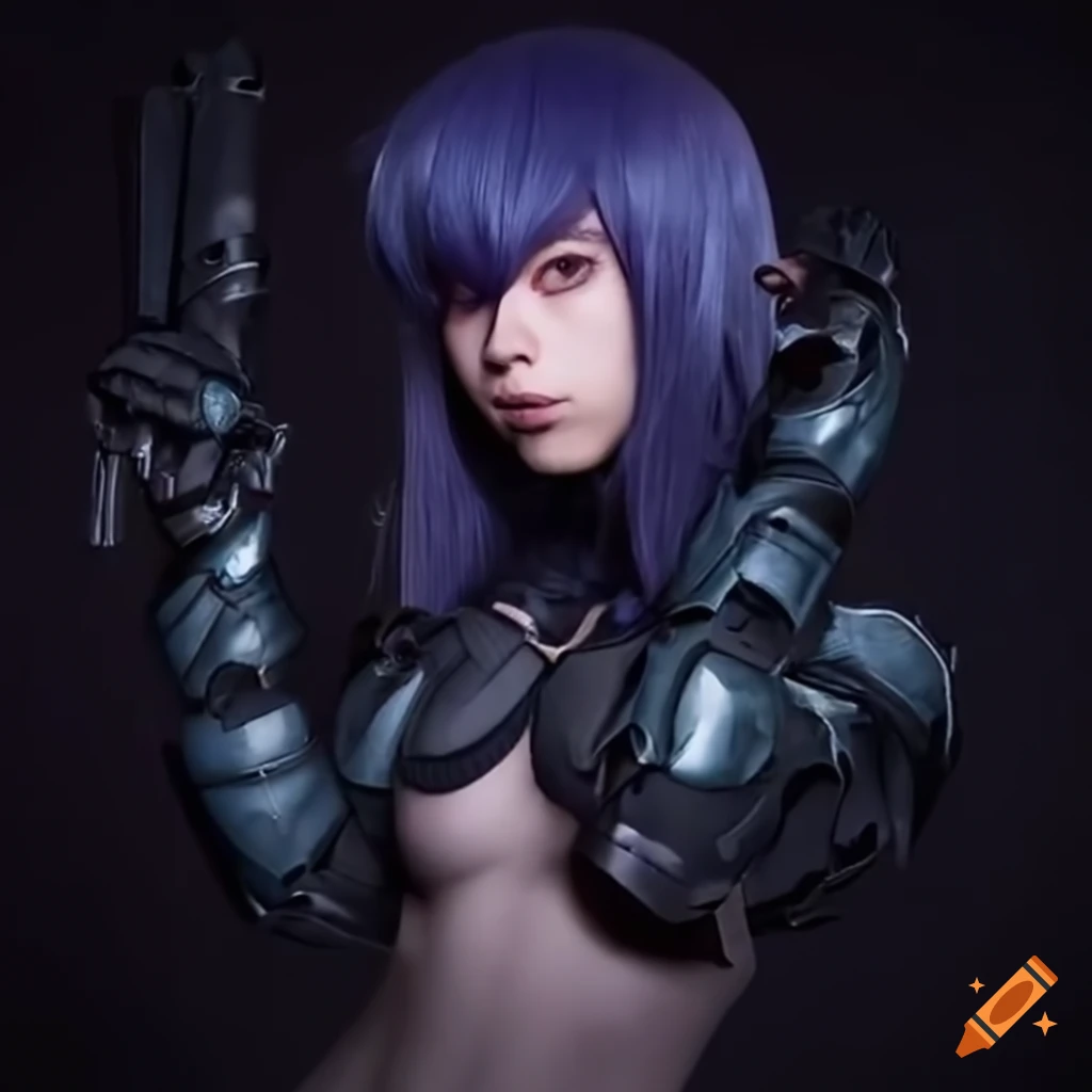 Cosplayer Dressed As Motoko Kusanagi With Cybernetic Enhancements On