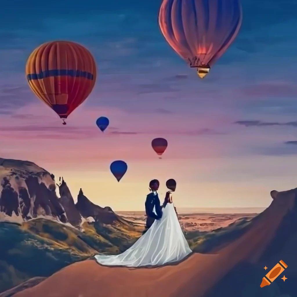 Stunning bride and groom escaping down a winding path in Cappadocia at ...