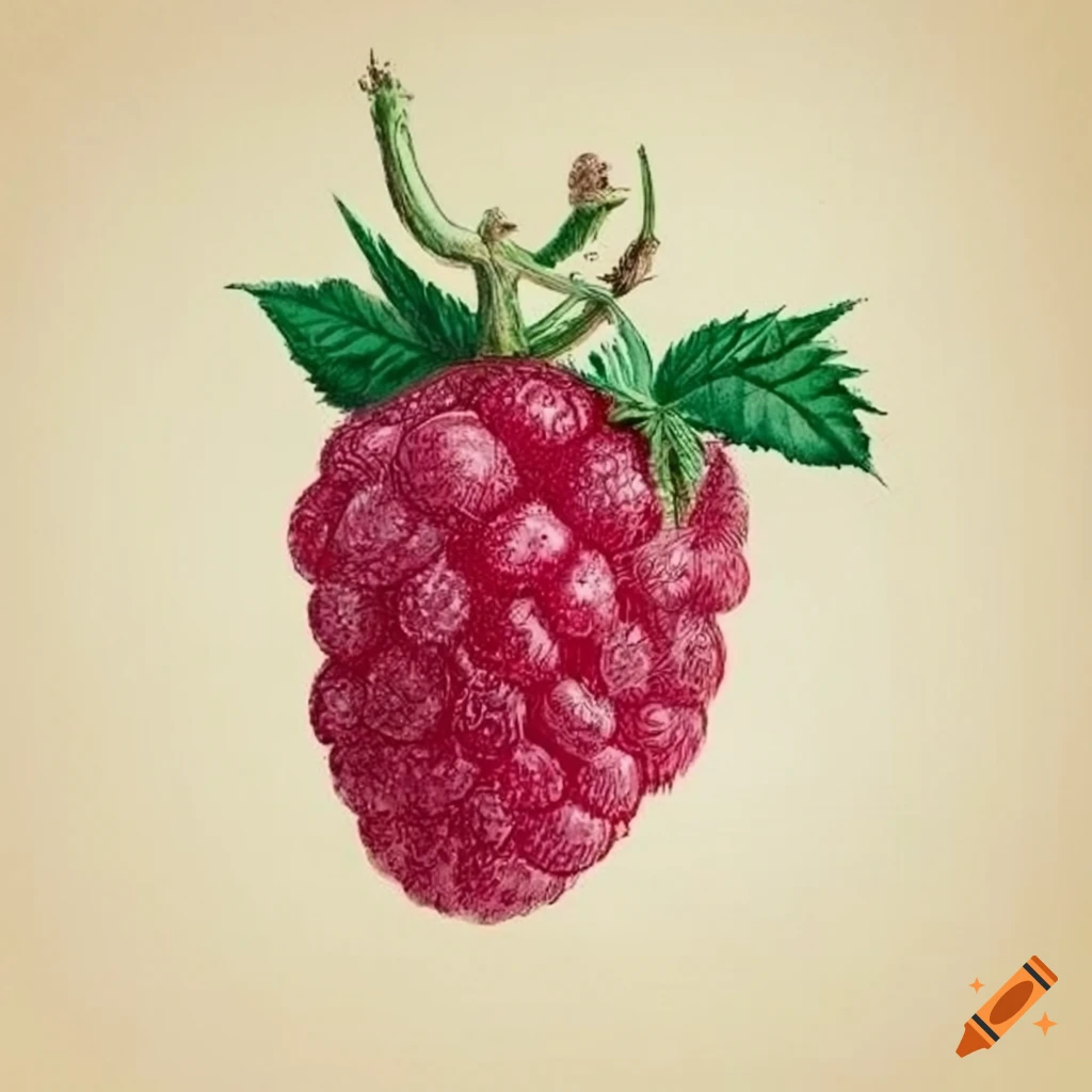 Vintage raspberry plant poster on Craiyon