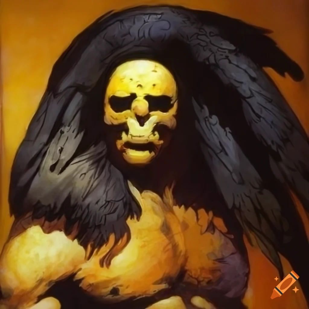 Illustration of hawk-faced Horus by Frank Frazetta in frontal view on ...