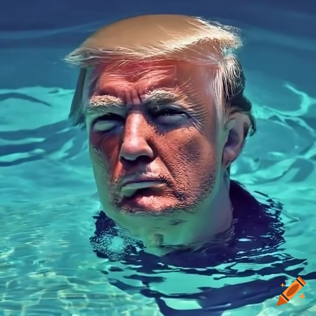 Satirical illustration of a man diving into a swimming pool on Craiyon