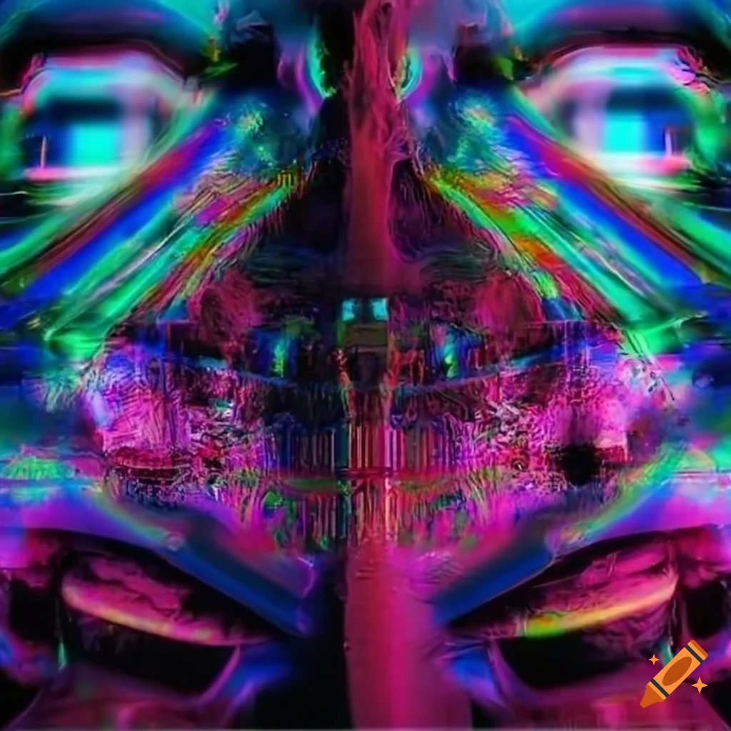 Warped reality in the fifth dimension with glitchy effects on Craiyon