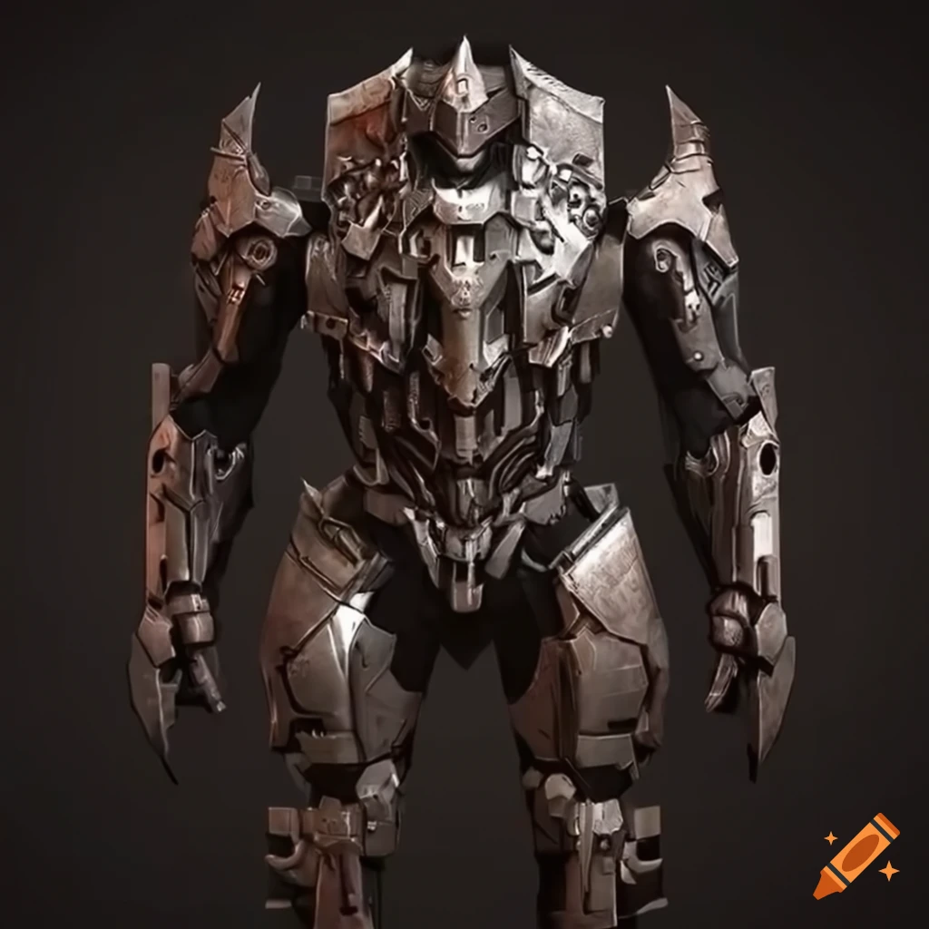 Hulking cybernetic vampire lord mech armor inspired by a dragon on Craiyon